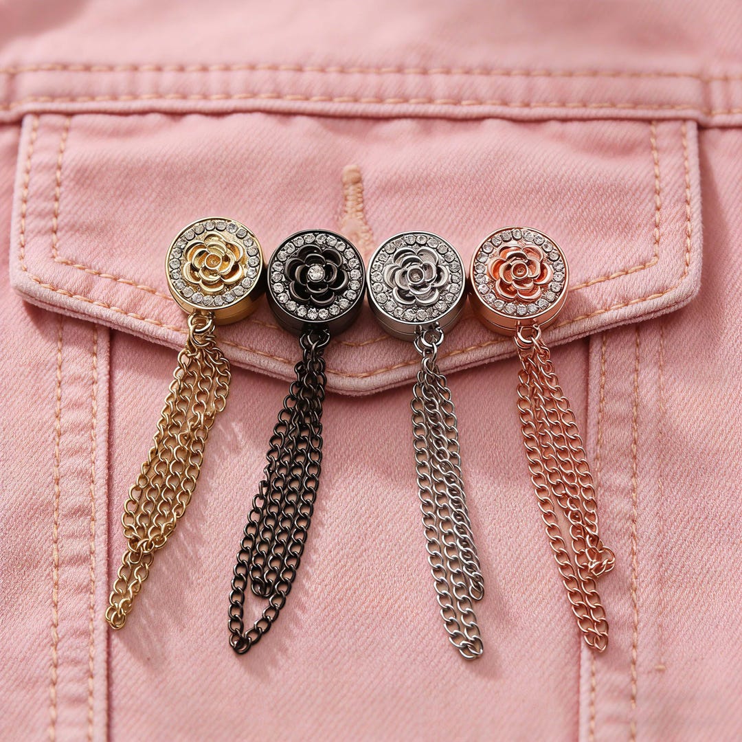 Camellia Magnetic Scarf Ring, Alloy Chain Scarf Clip, Magnetic Closure ...