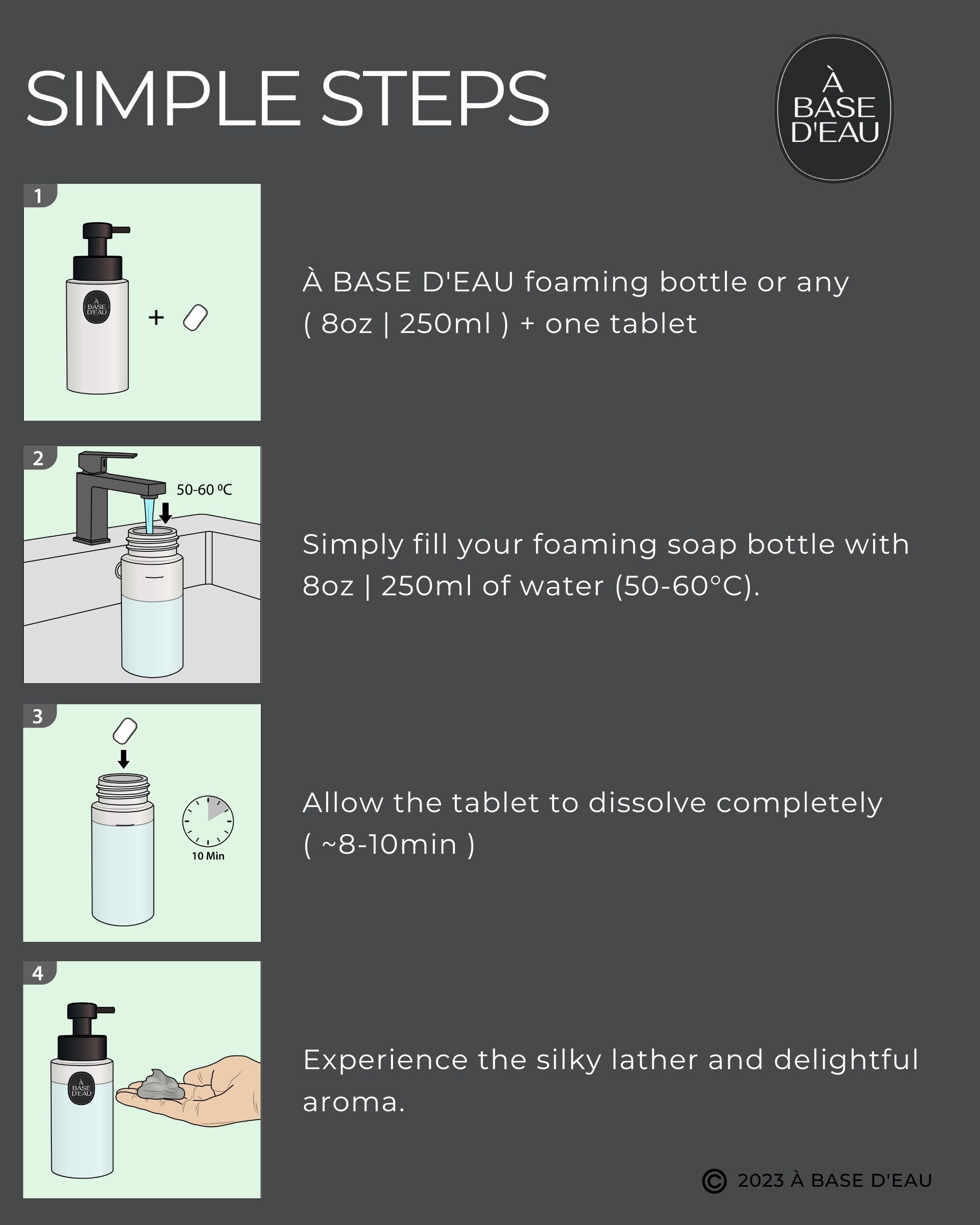 FOAM SOAP DISPENSER, Bonus: 4x Hand Soap Tablets, Stainless Steel Pump ...