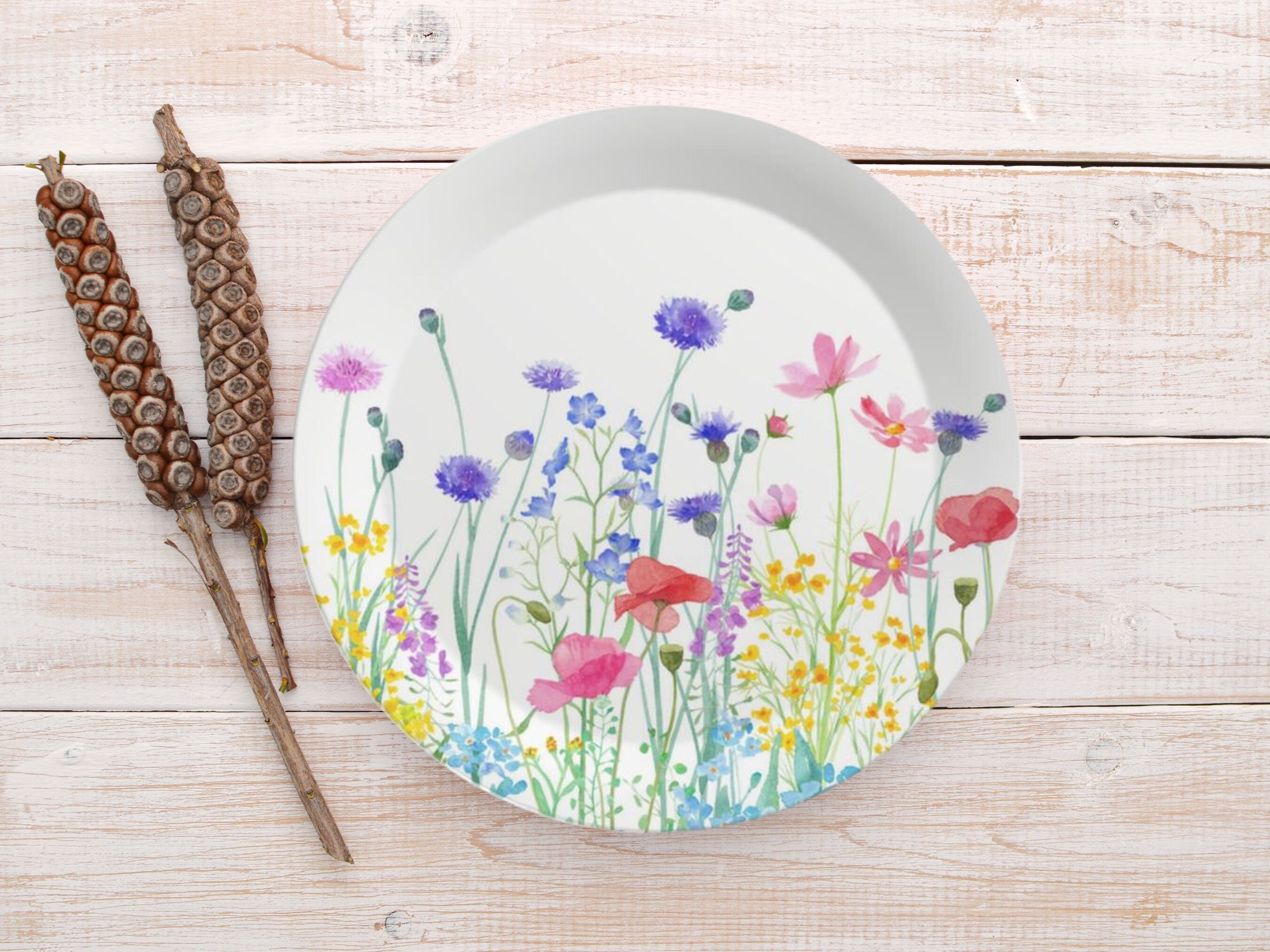 Set of 7.5 Floral Plastic Plates Made in UK Wildflower - Etsy