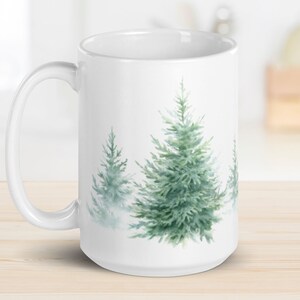 Spruce Trees Mug, Woodland Coffee Cup, Evergreen Drinkware, Pretty ...