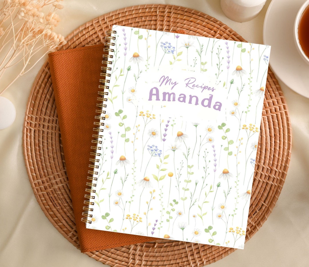 Custom Floral Recipe Book, Personalized Gift for Cook, Family, Chef ...
