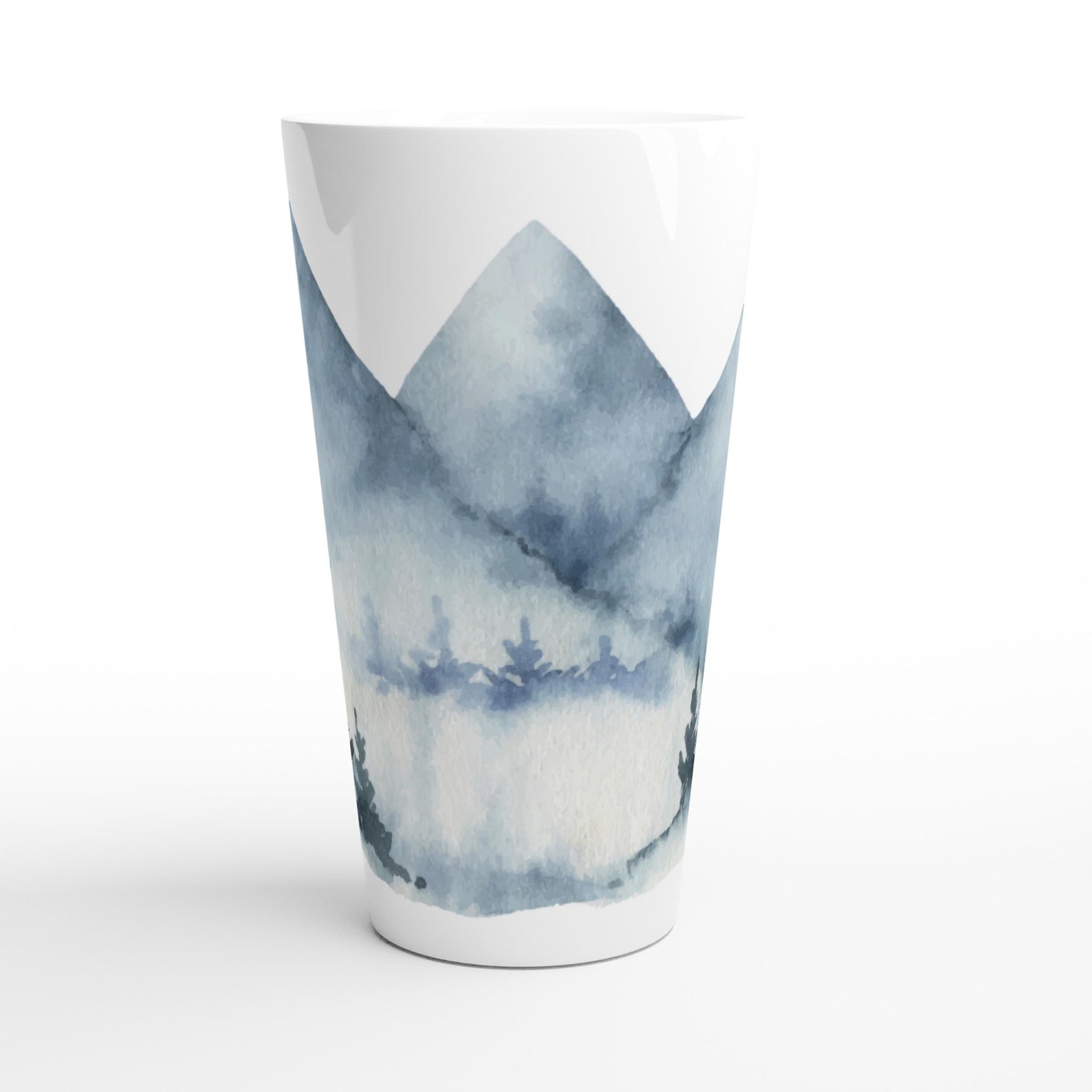 Woodland Trees Tall Latte Mug, 17oz Mountain Forest Coffee Cup, Nature ...
