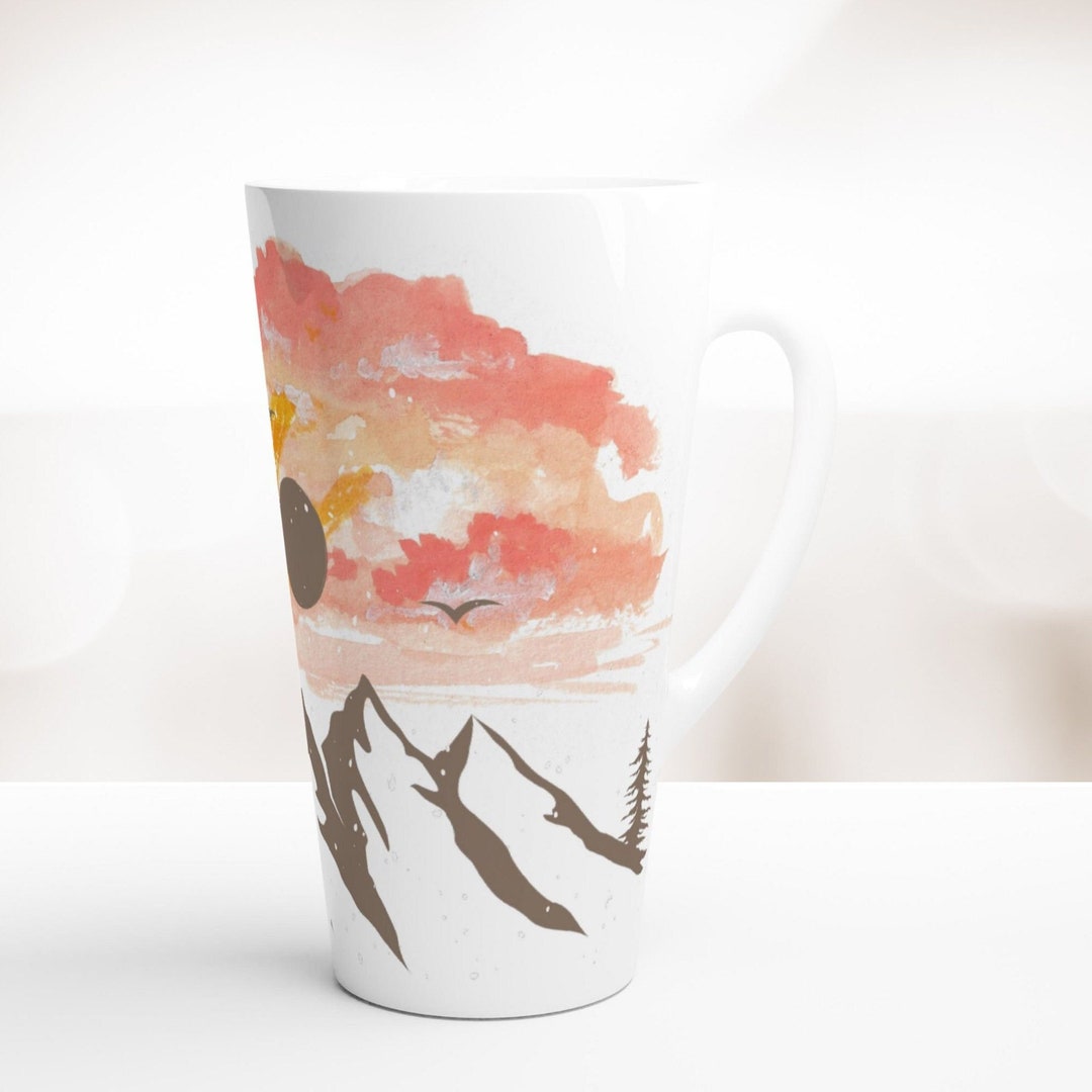 17oz Mountain Latte Mug, Tall Coffee Cup, Nature Themed Drinkware ...