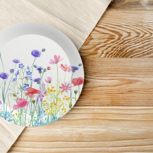 Set of 7.5" Floral Plastic Plates, Made in UK, Wildflower Party Décor ...