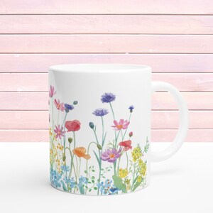 Wildflower Floral Coffee Mug, Flower Garden Teacup With Handle ...