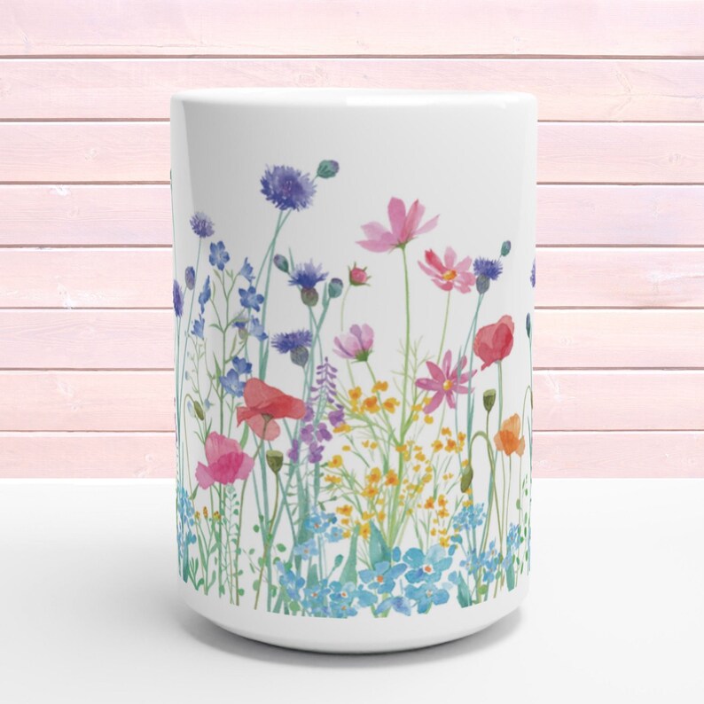 Wildflower Floral Coffee Mug, Flower Garden Teacup With Handle ...