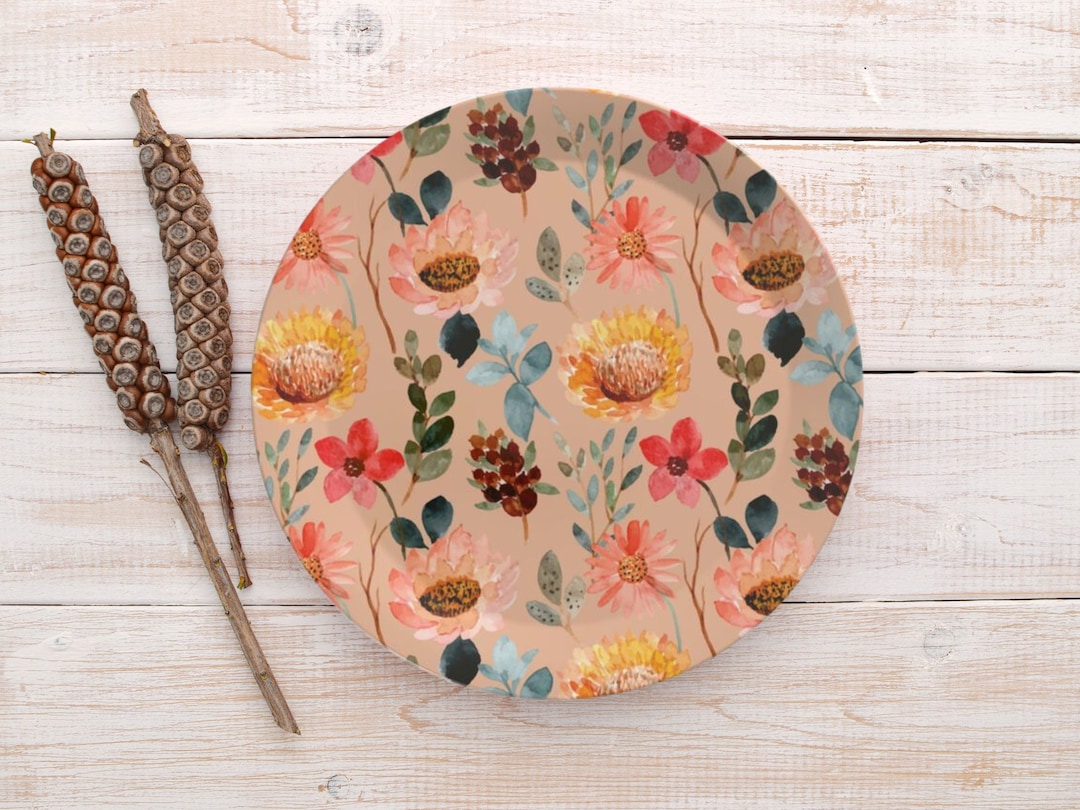 7.5 " Floral Plastic Plates, Made in UK, Botanical Party Décor ...