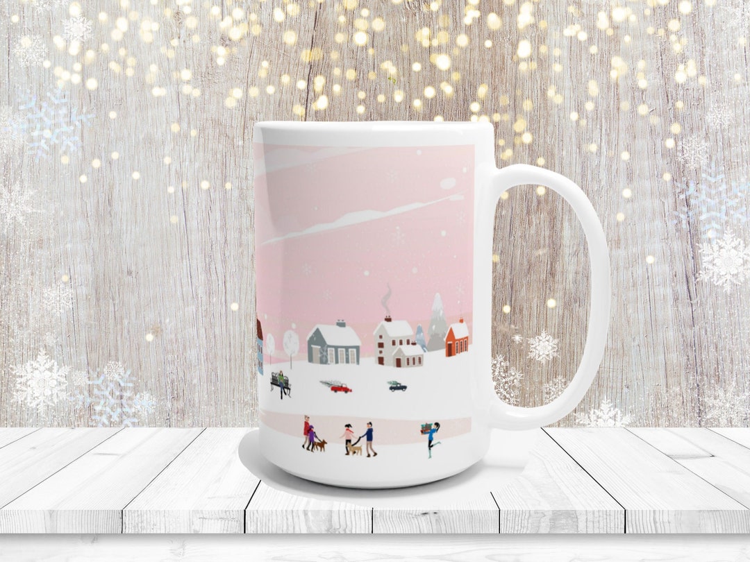 Winter Village Mug, Winter Scene Coffee Mug, Winter Themed Coffee Cup ...