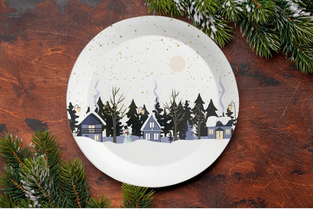 Winter Plates Plastic Set of 7.5 ", Christmas Dishes for Salad, Dessert ...