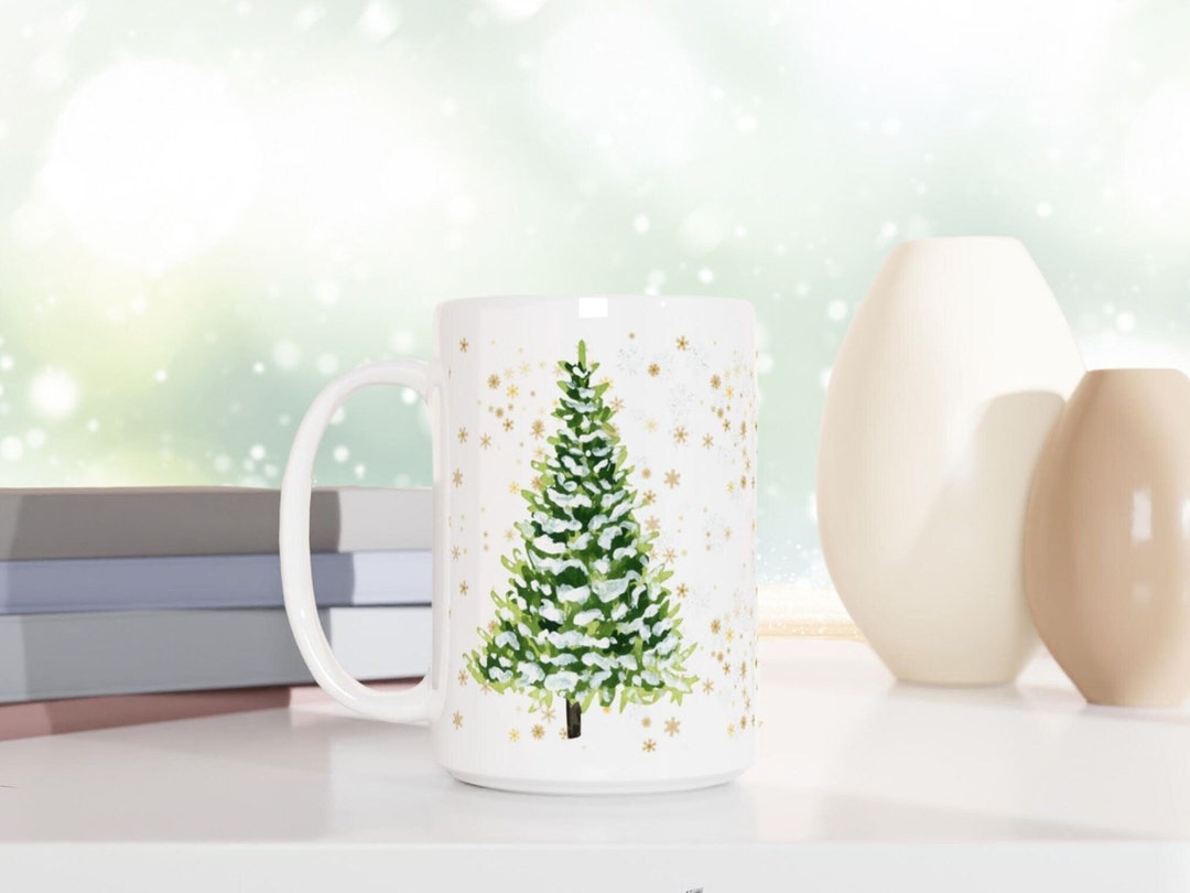 Winter Tree Mug, Holiday Coffee Mug, Large Christmas Tree Coffee Cup ...