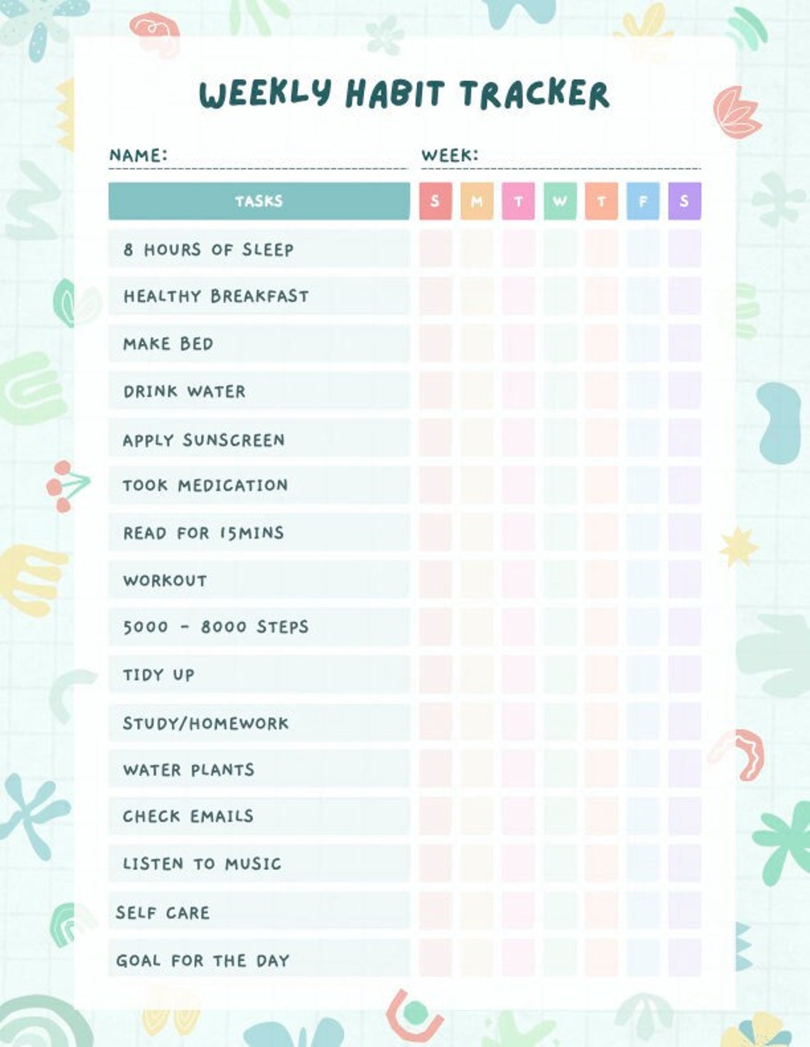 Habit Tracker, Digital Daily Tracker, Downloadable Habits - Etsy