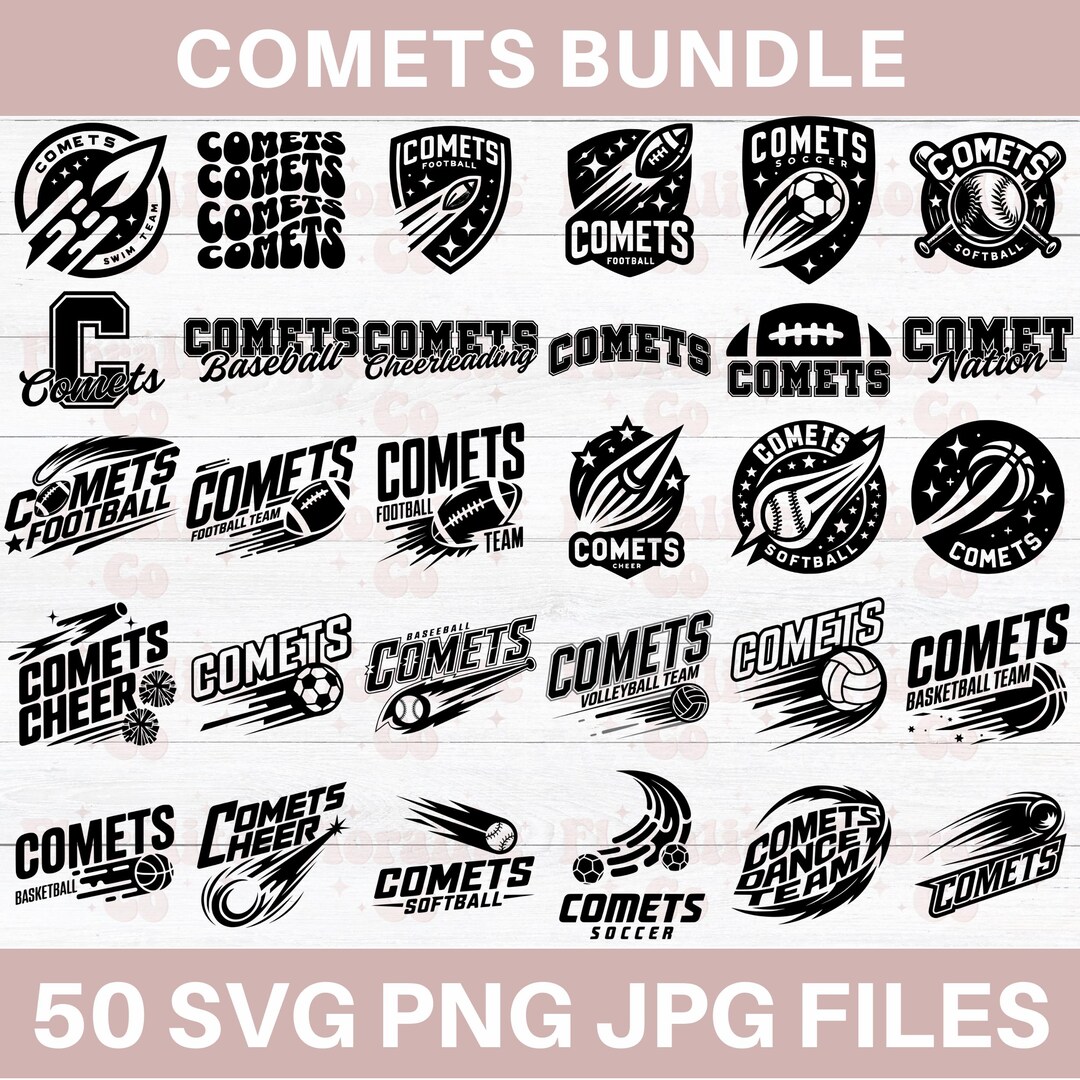 Comets Svg Bundle, Football Svg, Comets Png, School Logo, Comet Clipart ...