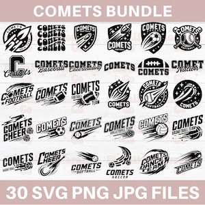 Comets Svg Bundle, Football Svg, Comets Png, School Logo, Comet Clipart ...