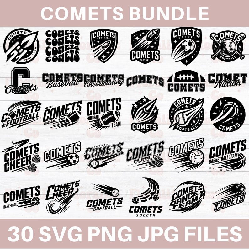 Comets Svg Bundle, Football Svg, Comets Png, School Logo, Comet Clipart ...