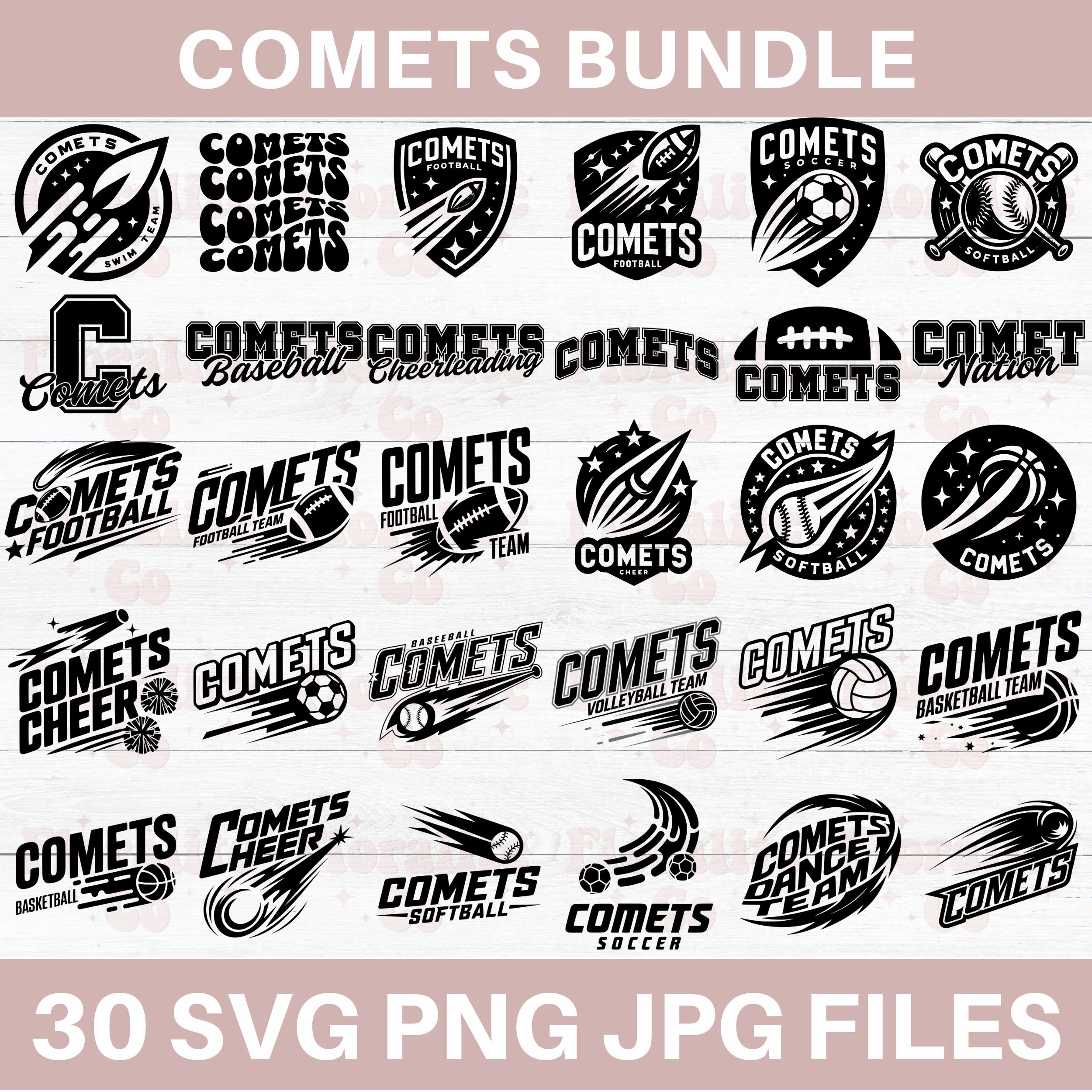 Comets Svg Bundle, Football Svg, Comets Png, School Logo, Comet Clipart ...