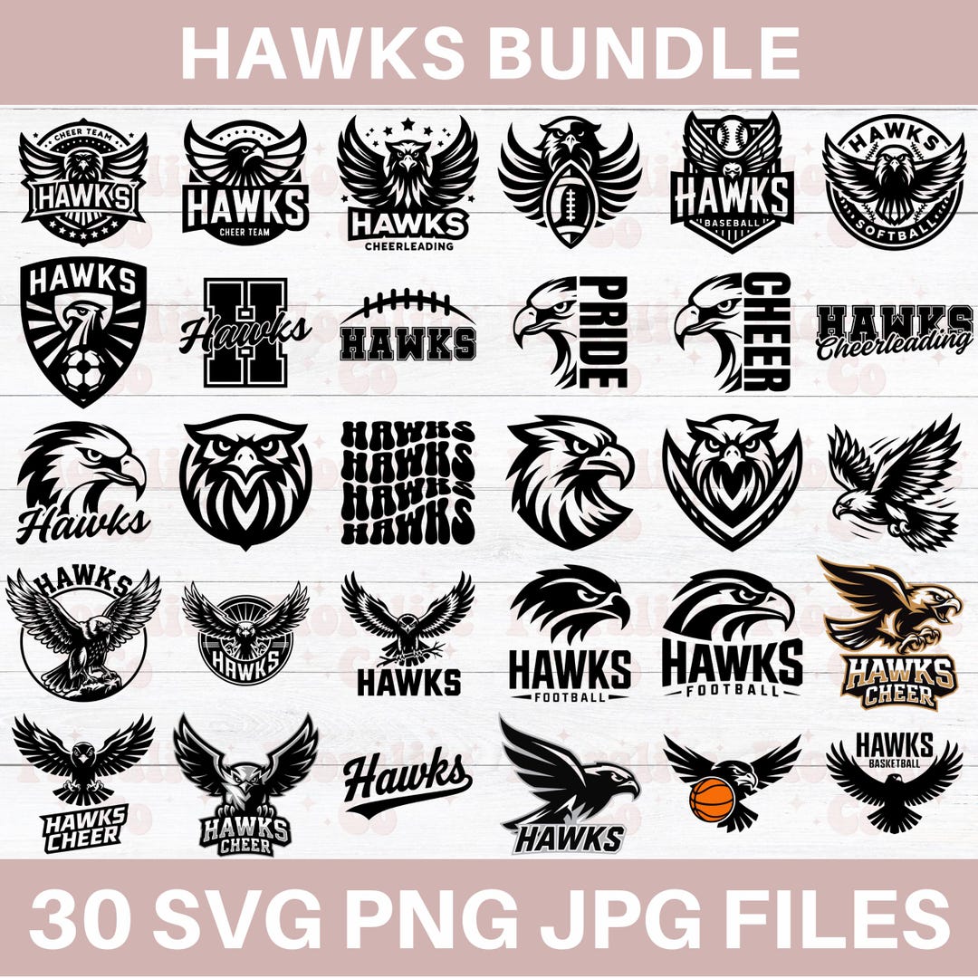 Hawks Mascot Bundle Svg, Hawks School Spirit Svg, Hawks Cheerleading ...