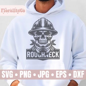 Oilfield Roughneck Skull Hard Hat SVG PNG, Roughneck Shirt Design, Oilfield Worker, Rig Pig ...