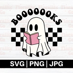 Halloween Booooks SVG, Librarian SVG, Book Lover, Ghost Reading Svg ...