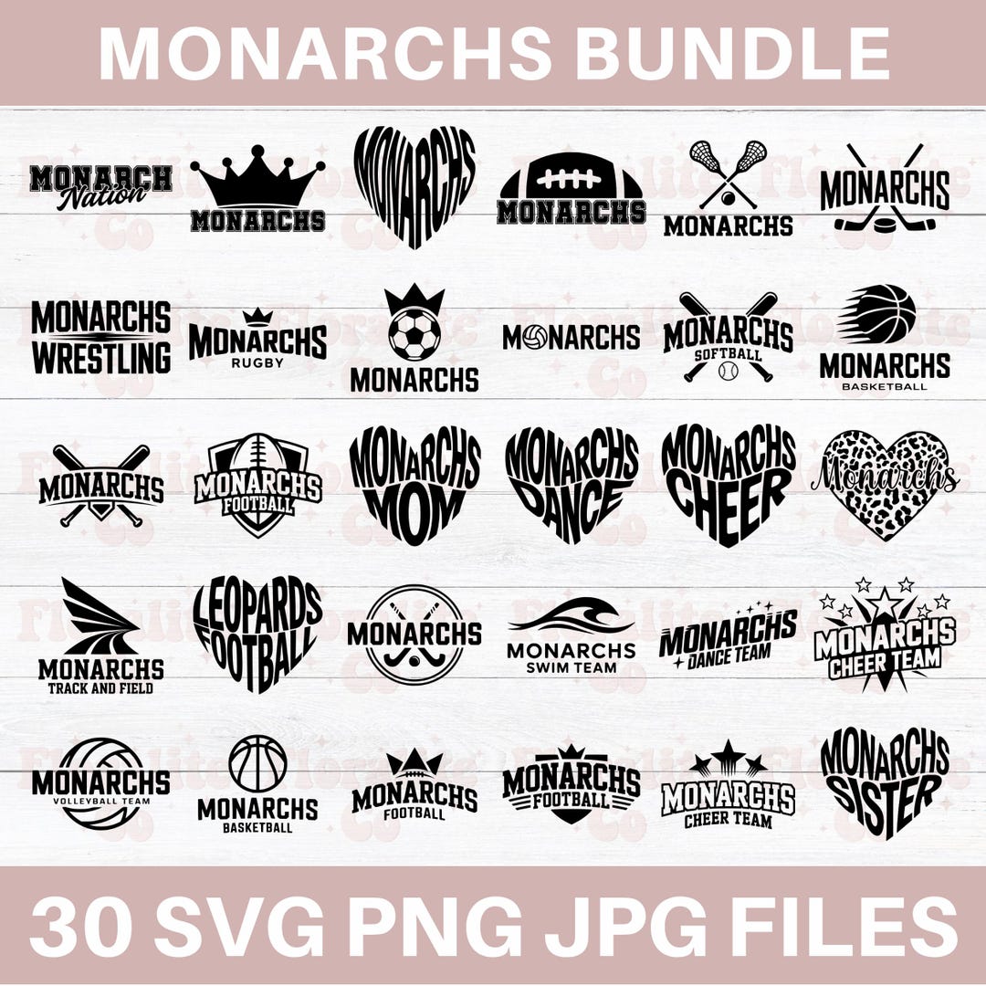 Monarchs Mascot SVG Bundle, Monarchs School Spirit Svg, Monarchs ...