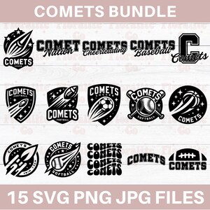 Comets Svg Bundle, Football Svg, Comets Png, School Logo, Comet Clipart ...