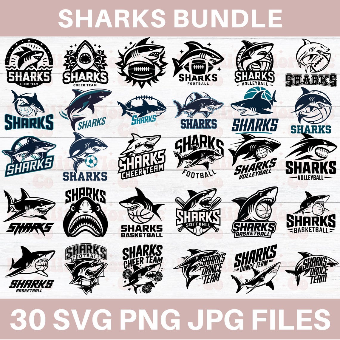 Sharks Mascot Svg Bundle, Cricut, Silhouette, Sharks Sports Team Logo ...