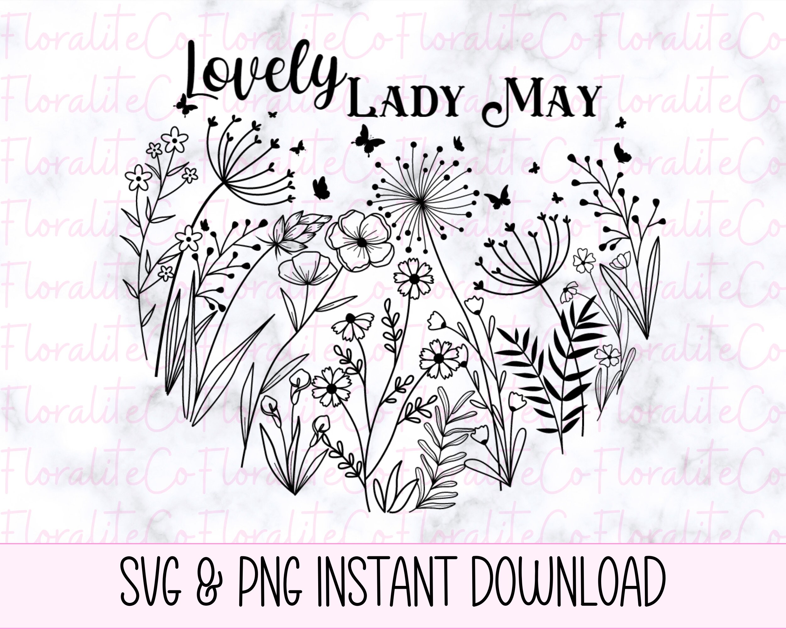 Lovely Lady May SVG Childers Svg Tyler Svg Flower Line Art - Etsy