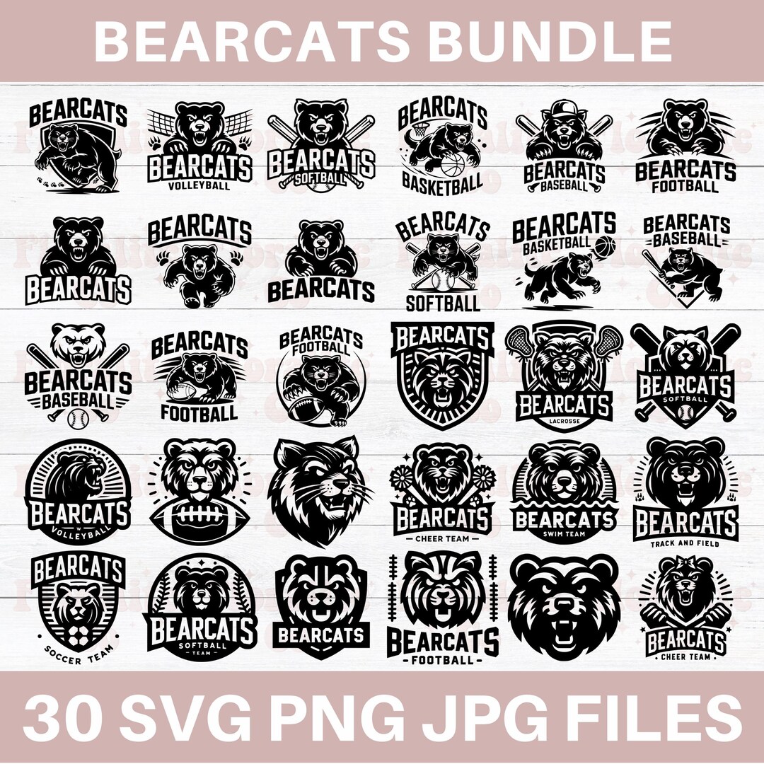 Bearcats Svg Bundle, Bearcat Claws Svg, Bearcats Football Mascot Svg ...
