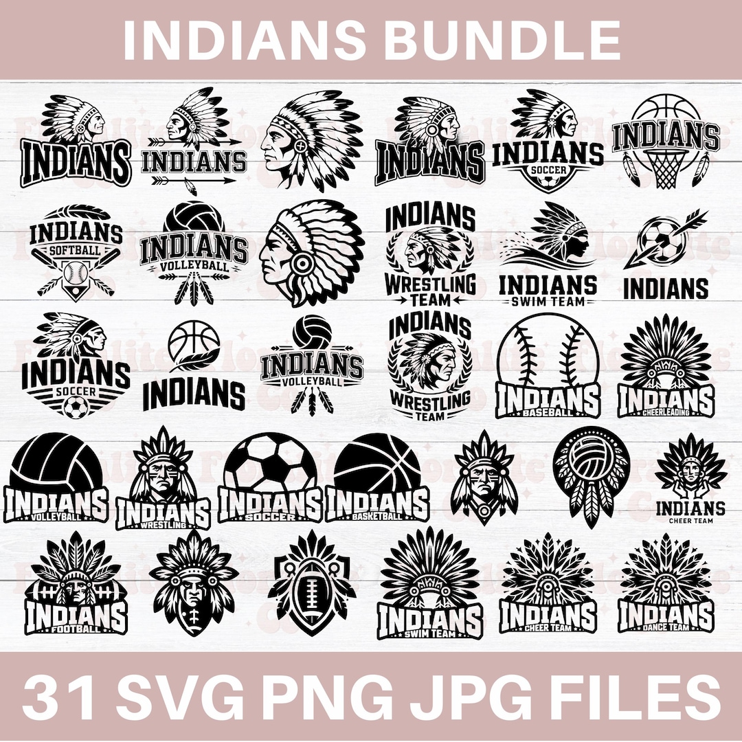 Indians Bundle Svg Png, Indian School Mascot Svg, Indians Shirt Design ...