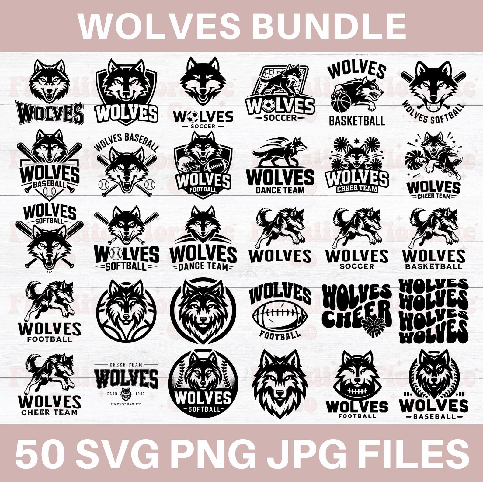 Wolves Mascot SVG Bundle, Wolves Cheer Team, Wolves Spirit Png, Wolves ...