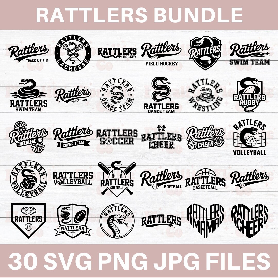 Rattlers Mascot SVG Bundle, Rattler Volleyball, Pep Rally, School ...