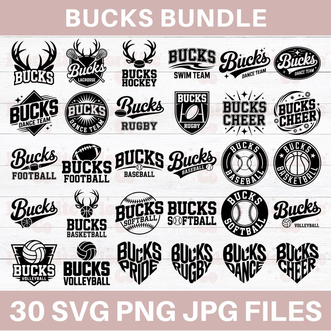 Bucks Mascot SVG Bundle, High School, Buck Volleyball, Go Bucks SVG ...