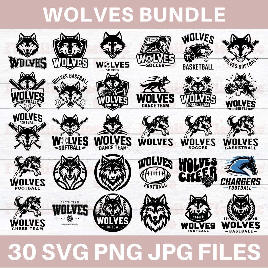Wolves Mascot SVG Bundle, Wolves Cheer Team, Wolves Spirit Png, Wolves ...