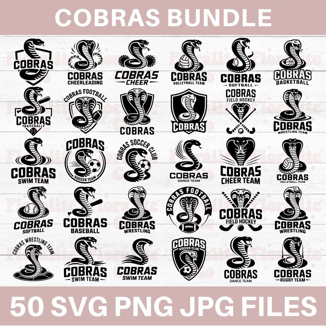 Cobras Mascot SVG PNG Bundle, Cobra Logo Clipart for Cricut, Cheer ...