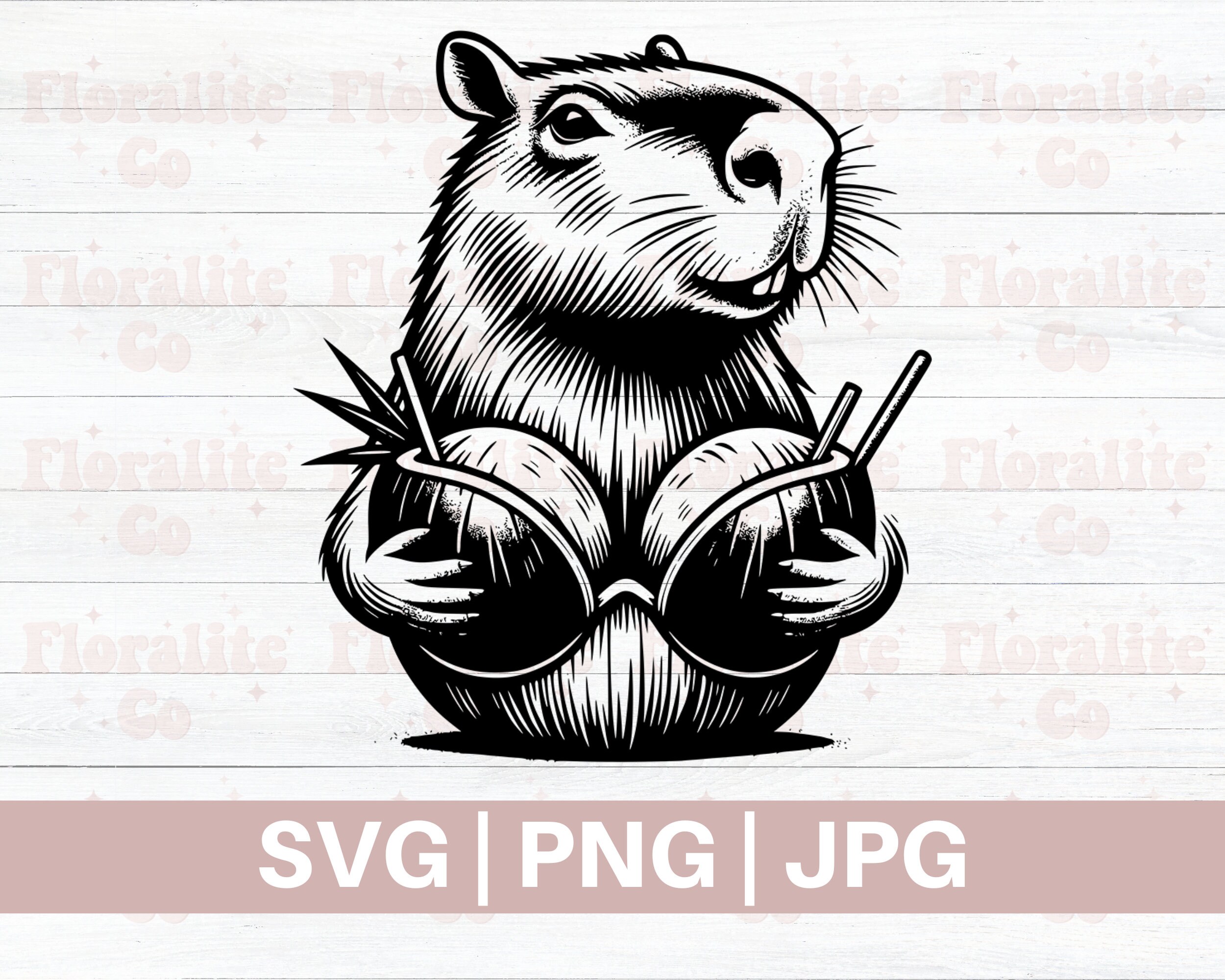 Capybara in Coconut Bra Svg, Vacation Mode on Svg, Summer Vibes Svg ...