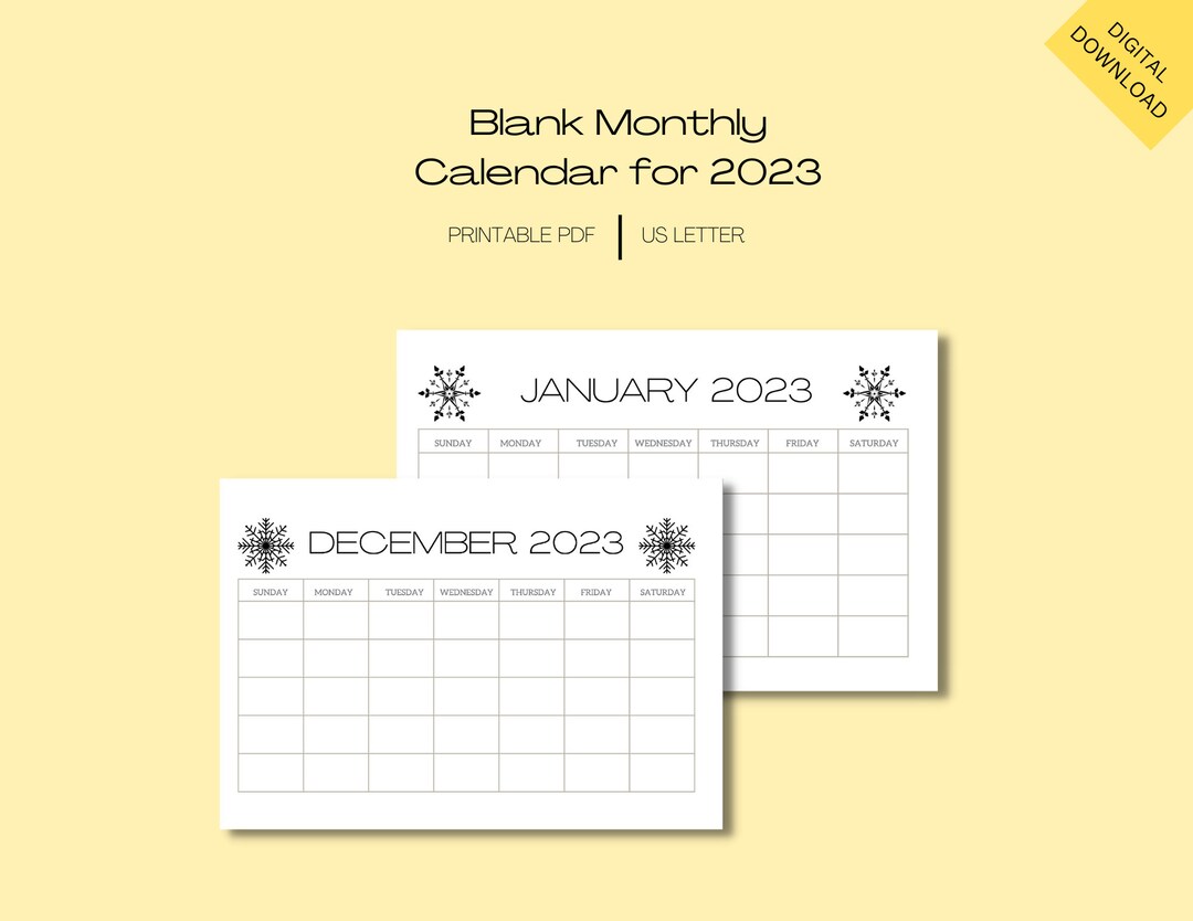 2023 Minimalist Monthly Calendar | Sunday Start | PDF Printable ...