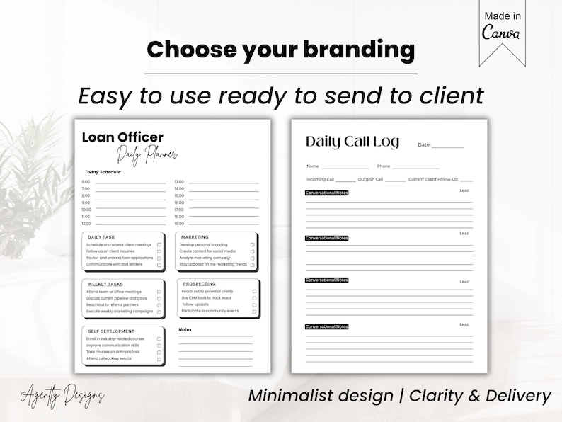Mortgage Broker Daily Planner, Loan Officer Daily Planner, Mortgage ...