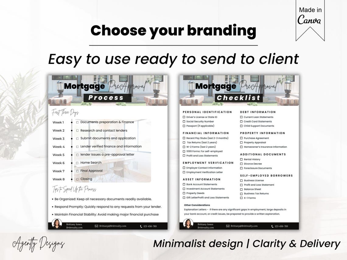 Home Loan Pre-approval Checklist, Mortgage Prequalification Checklist ...