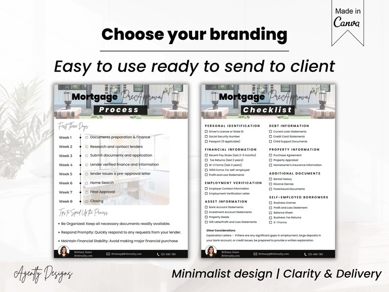 Home Loan Pre-approval Checklist, Mortgage Prequalification Checklist ...