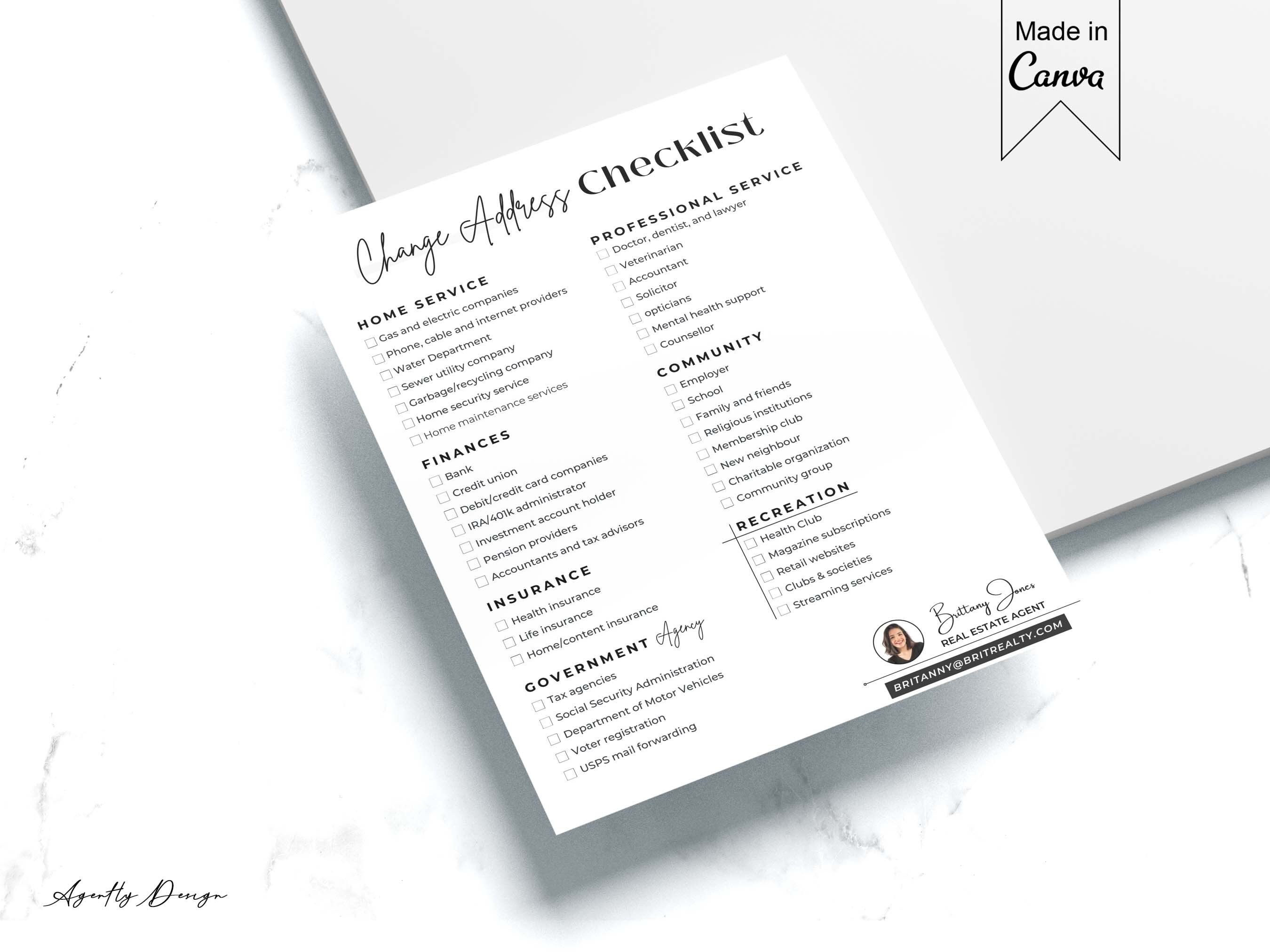 Change of Address Checklist, Real Estate Moving List, Moving Checklist ...