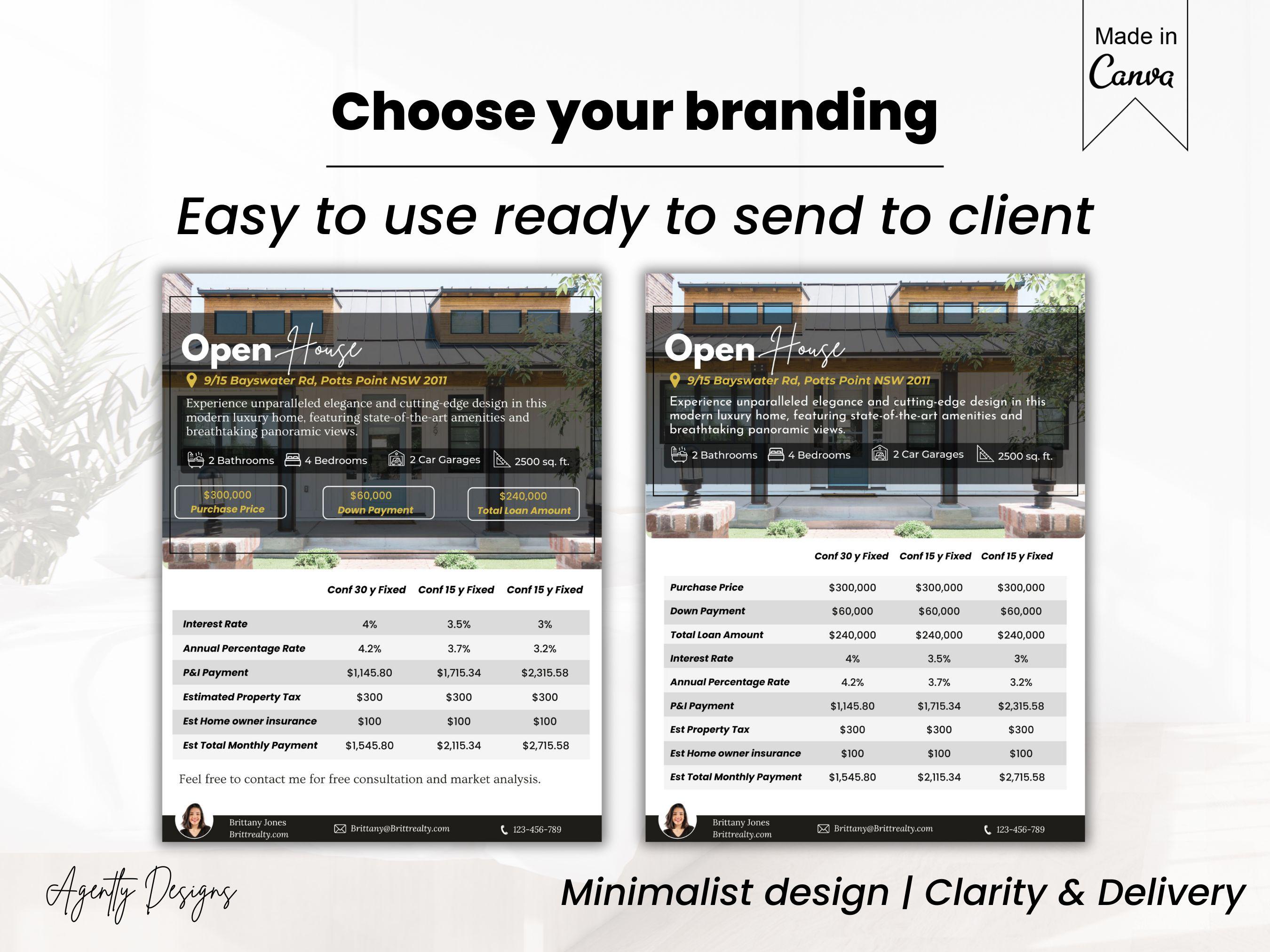 Open House Flyer With Mortgage Rate, Mortgage Lender Open House Flyer ...