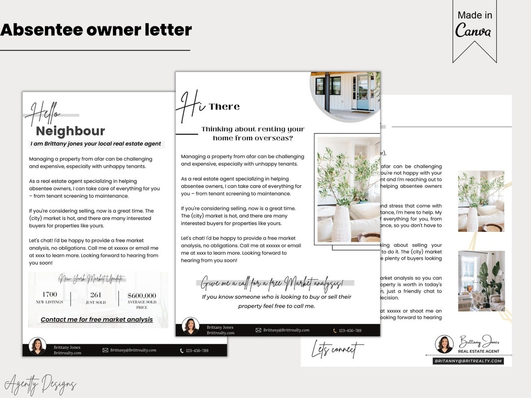 Absentee Owner Letter, Remote Landlord Letter, Rental Property ...