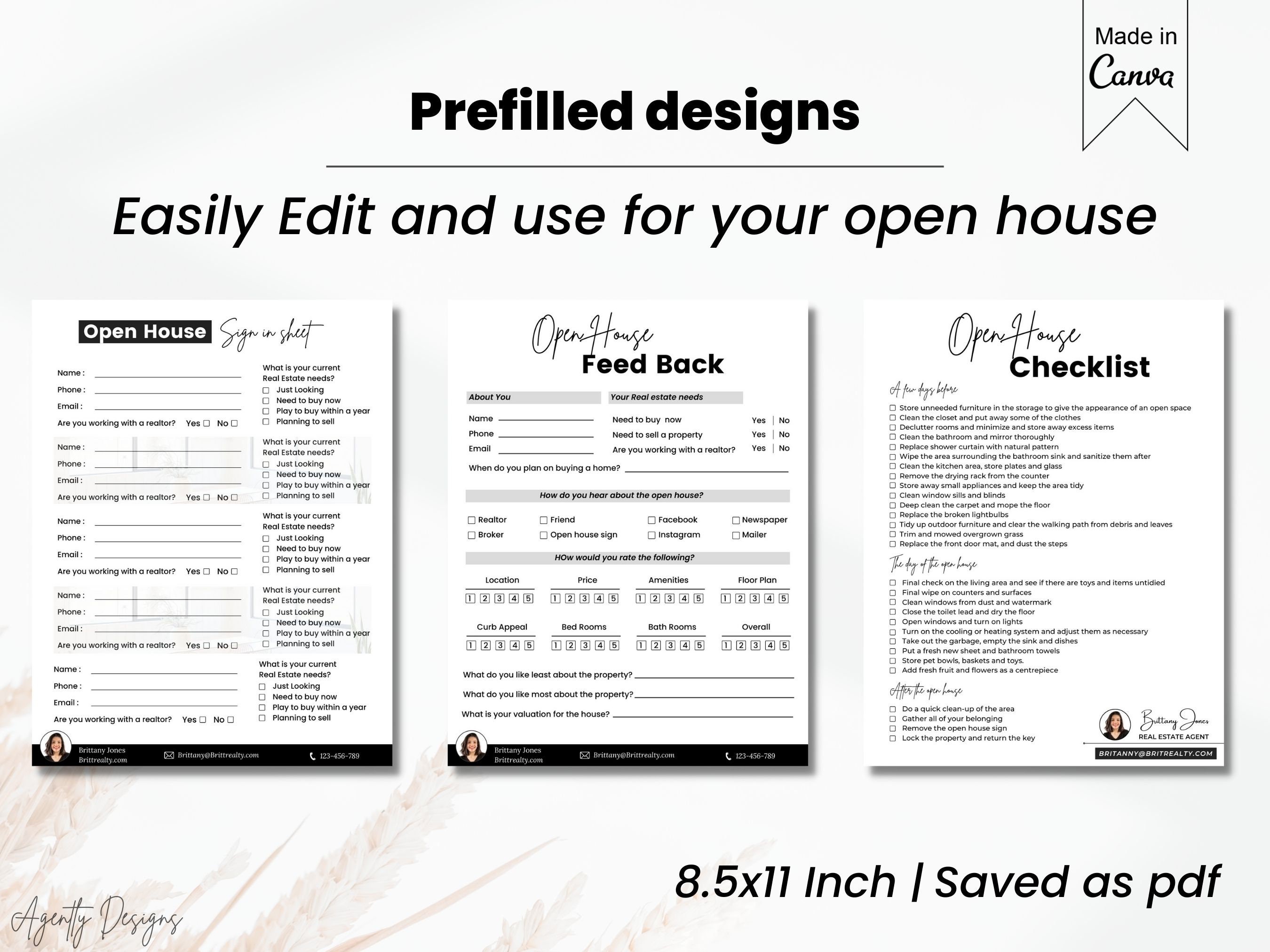 Open House Sign in Sheet Bundle, Open House Kit, Open House Feedback ...
