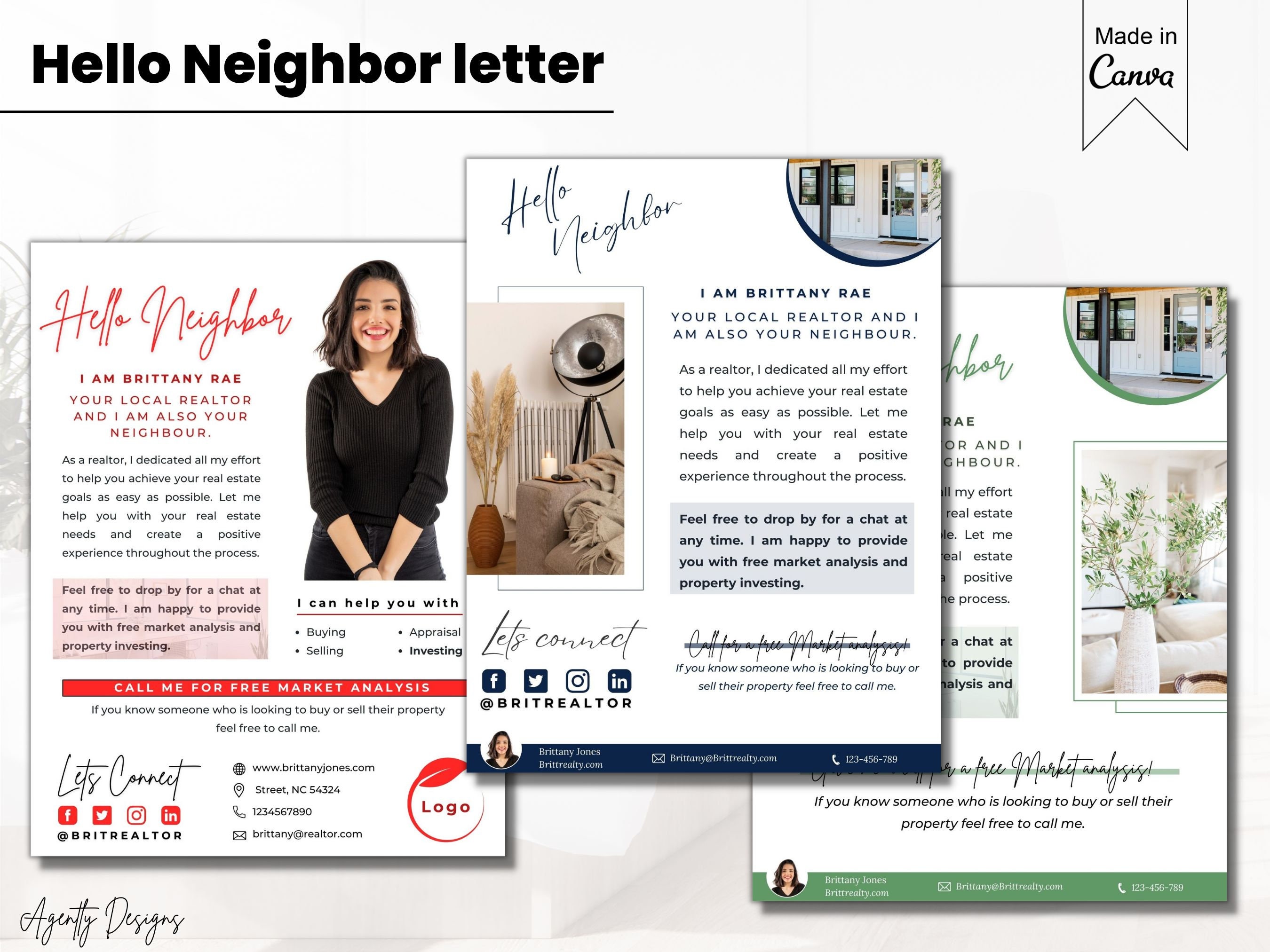 Hello Neighbor Letter, Realtor Farming Flyer, Thinking of Selling, Real ...
