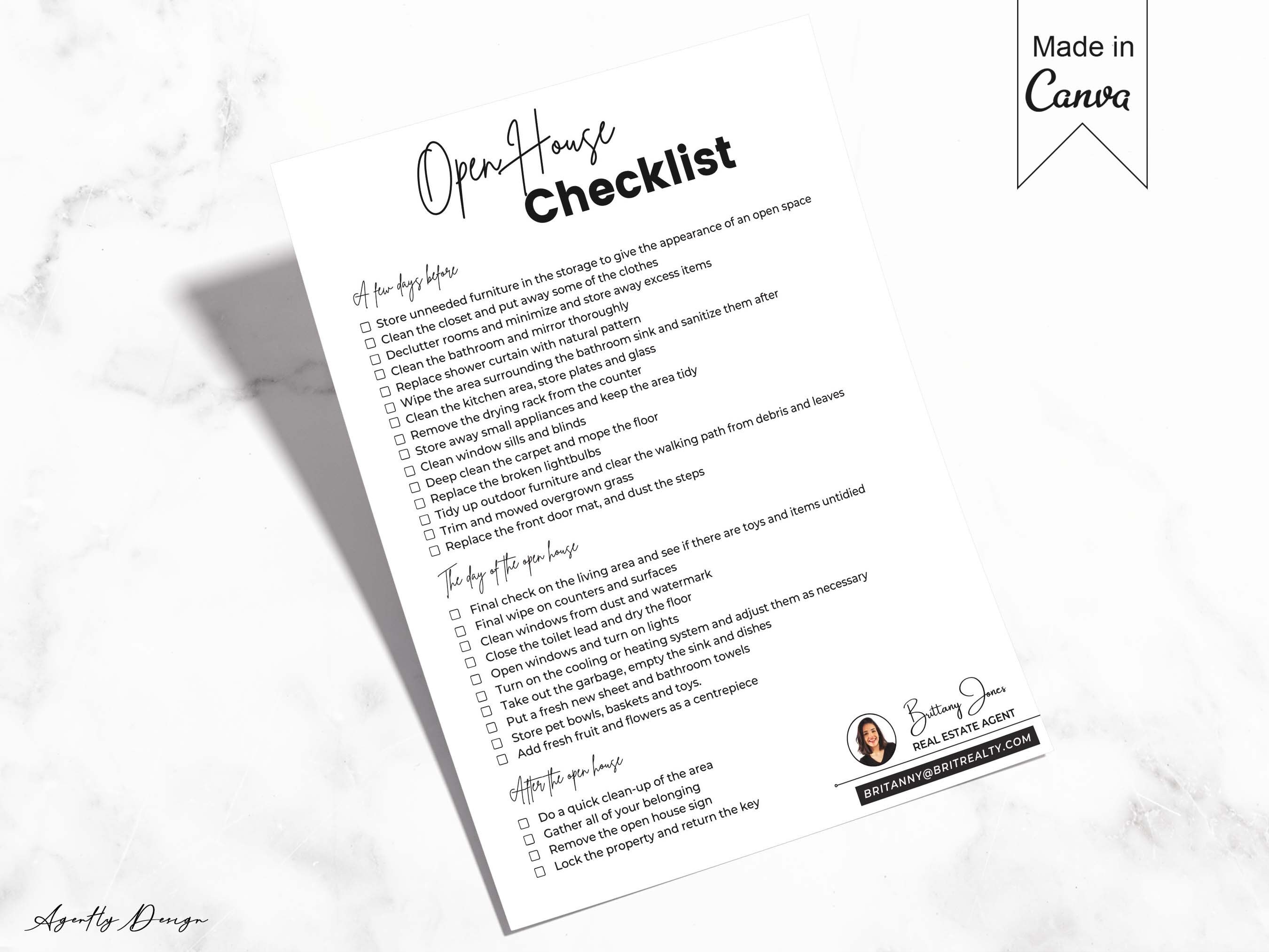 Open House Checklist Template, Showing Prep Checklist, Home Showing ...