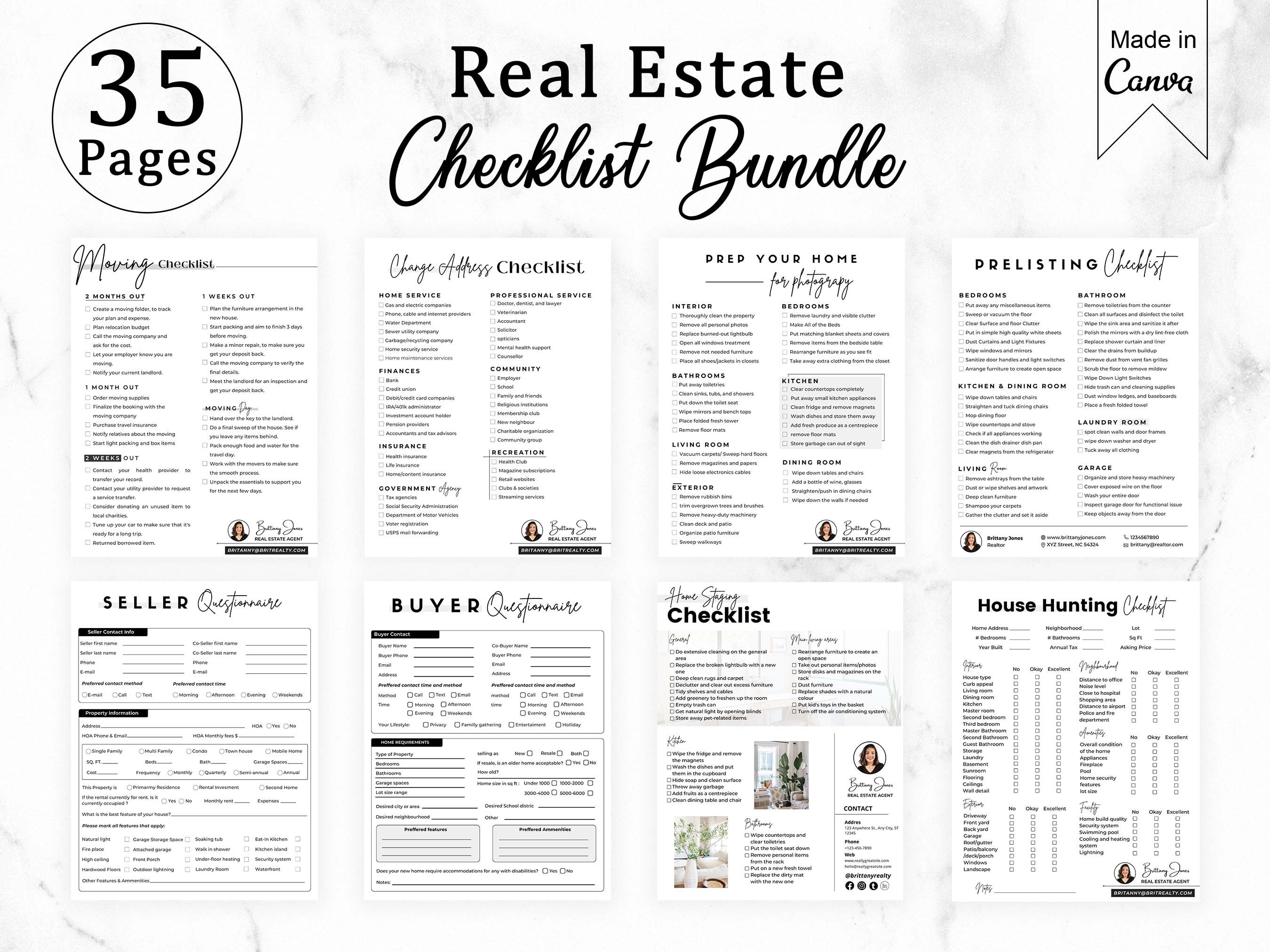 Real Estate Checklist Bundle, Real Estate Marketing Checklist ,branding ...