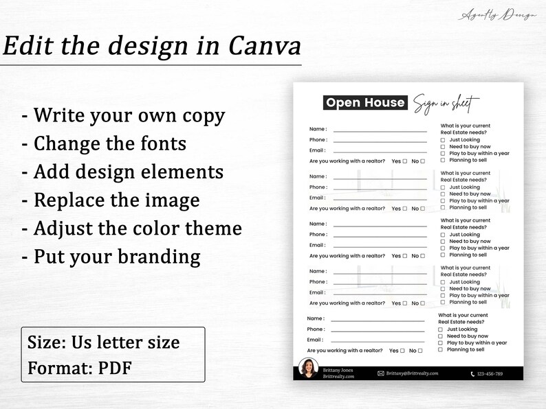 Open House Sign in Sheet, Open House Flyers and Forms, Open House Guest ...