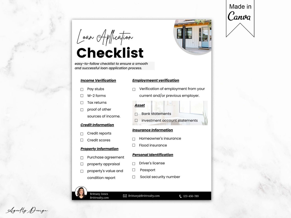Loan Application Checklist, Mortgage Pre-approval Checklist, Loan Processing Checklist, Mortgage ...