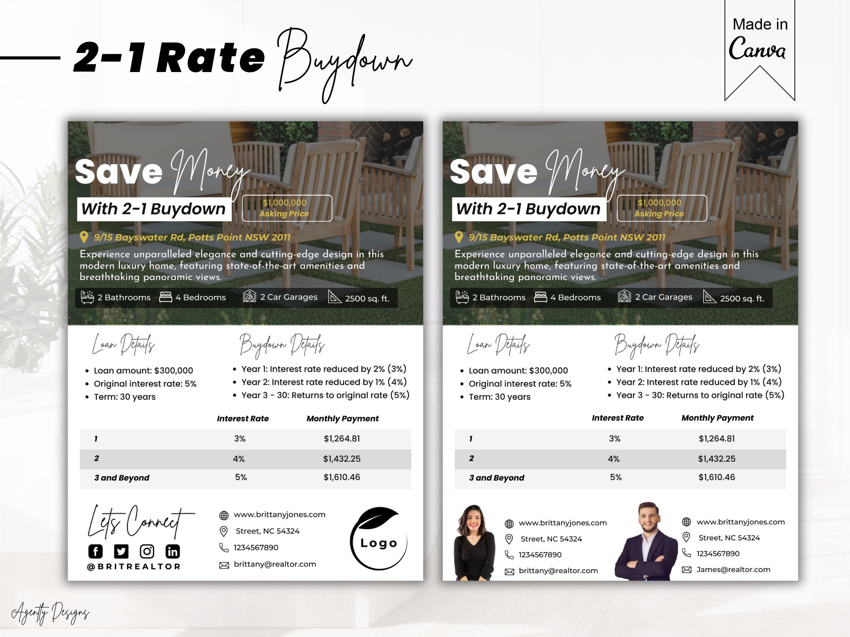 2-1 Buydown Mortgage Flyer, 2-1 Rate Buydown Flyer for Mortgage Loan ...
