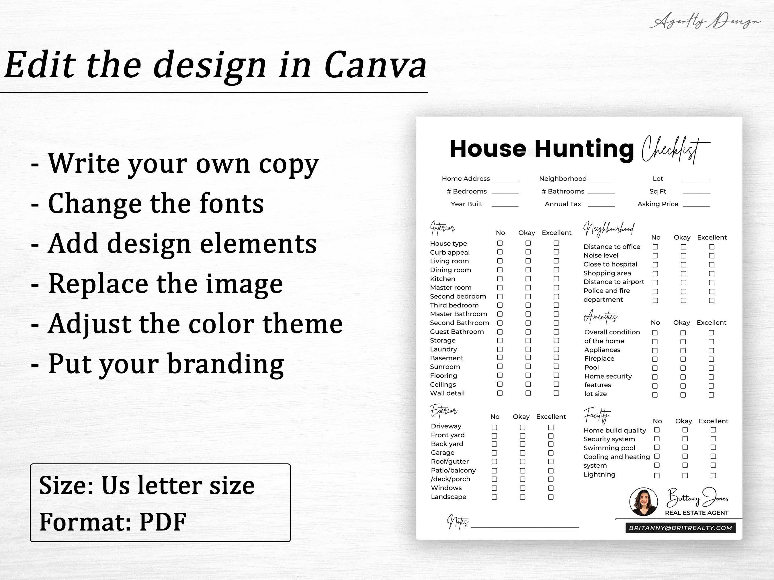 House Hunting Checklist, Real Estate Marketing Template, Home Buyer ...