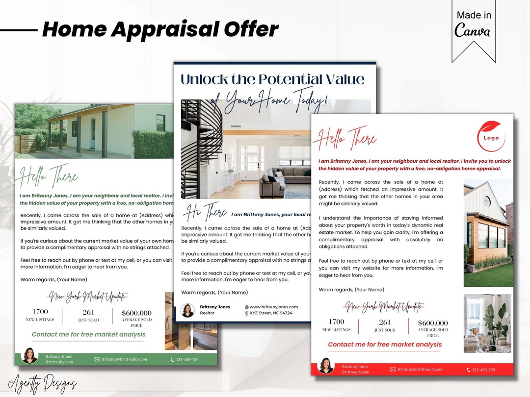 Home Appraisal Offer Farming Letter, Property Valuation Prospecting ...
